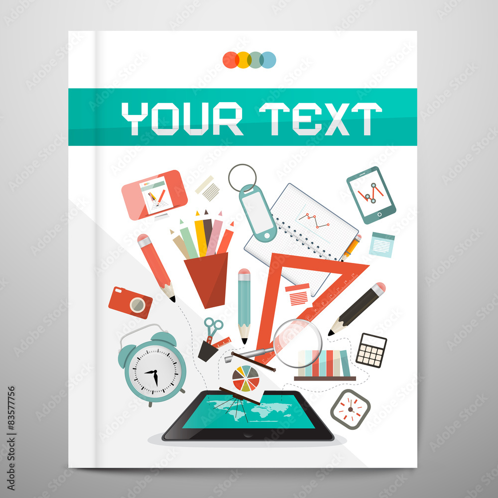 Book - Brochure - Leaflet Layout with School ItemsIllustration Stock ...