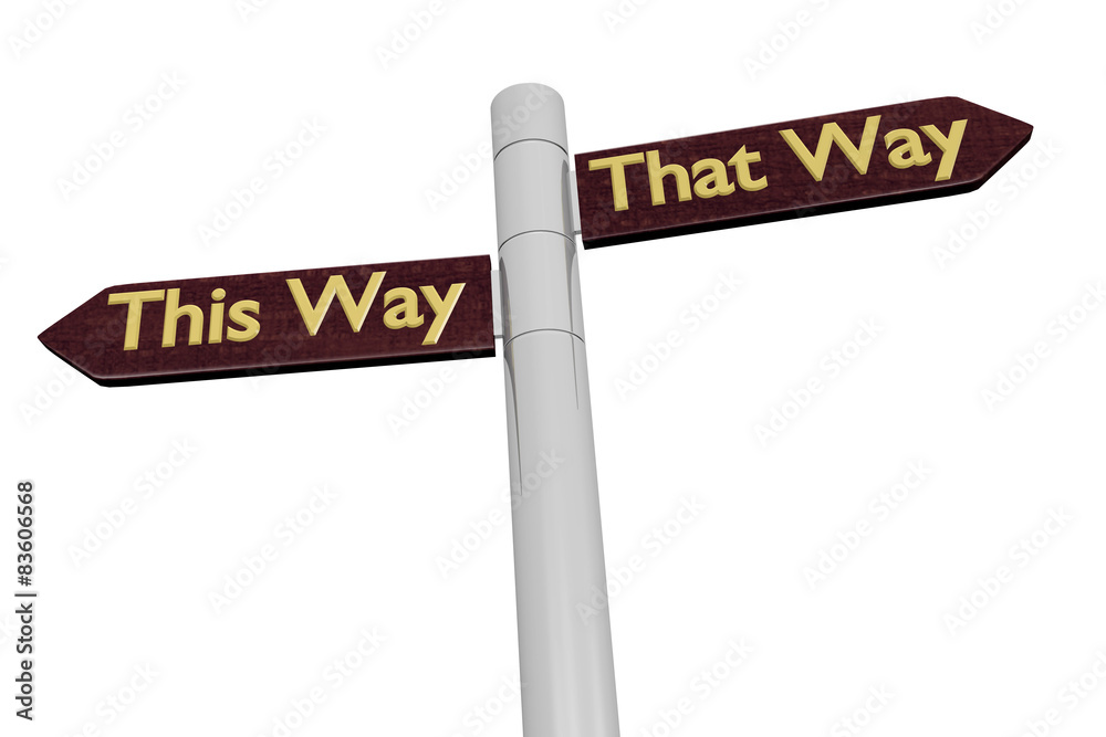 Signposts with This Way and That Way Stock-Illustration | Adobe Stock