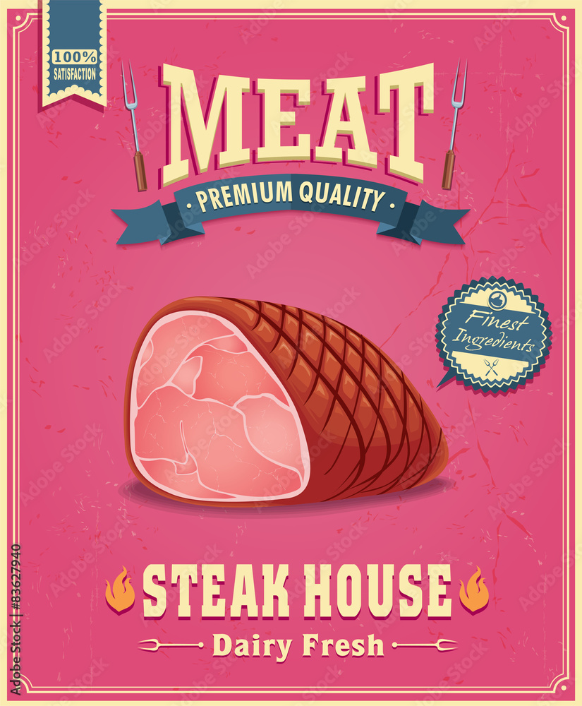 Vintage meat poster design Stock Vector | Adobe Stock