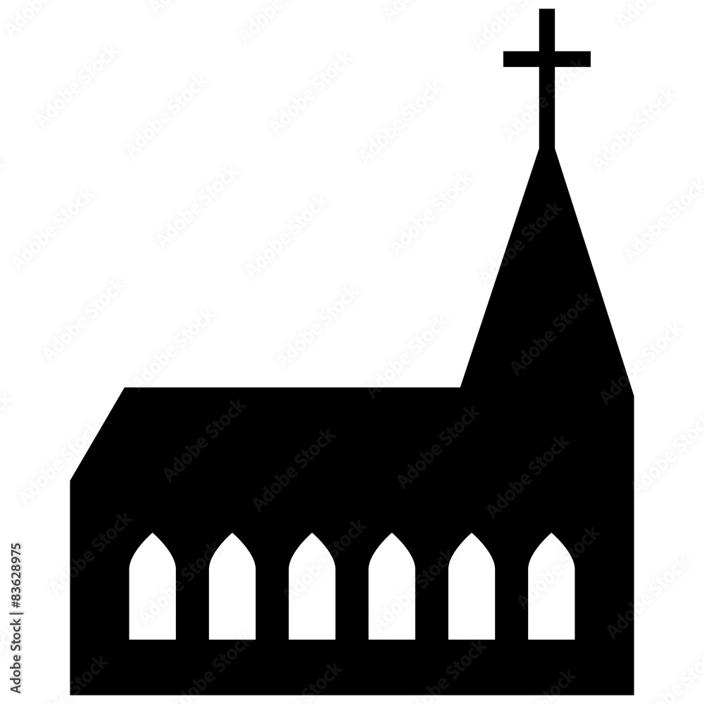 Vecteur Stock Kirche, Icon, Vektor, schwarz, freigestellt | Adobe Stock