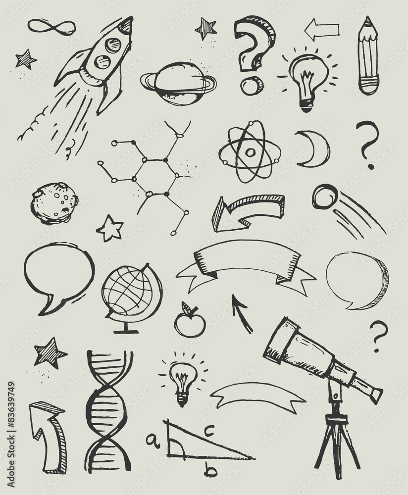 Hand drawn doodles - education, science icons Stock Vector | Adobe Stock