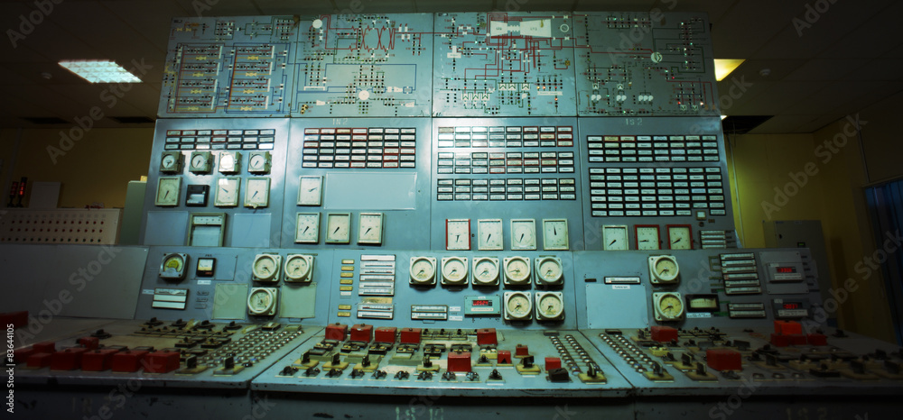 Control room of an old power generation plant Stock Photo | Adobe Stock