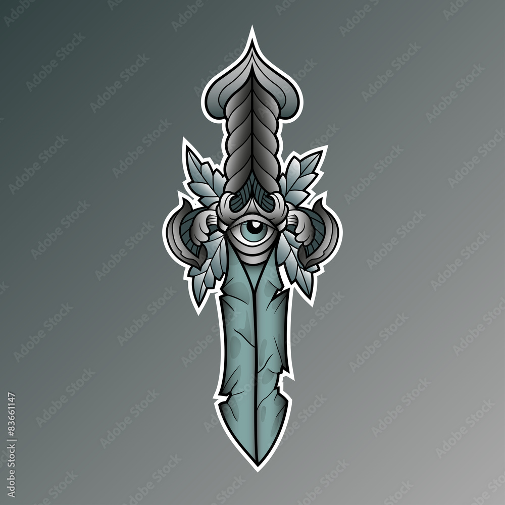 Vector illustration of a new school dagger with an eye Stock Vector ...