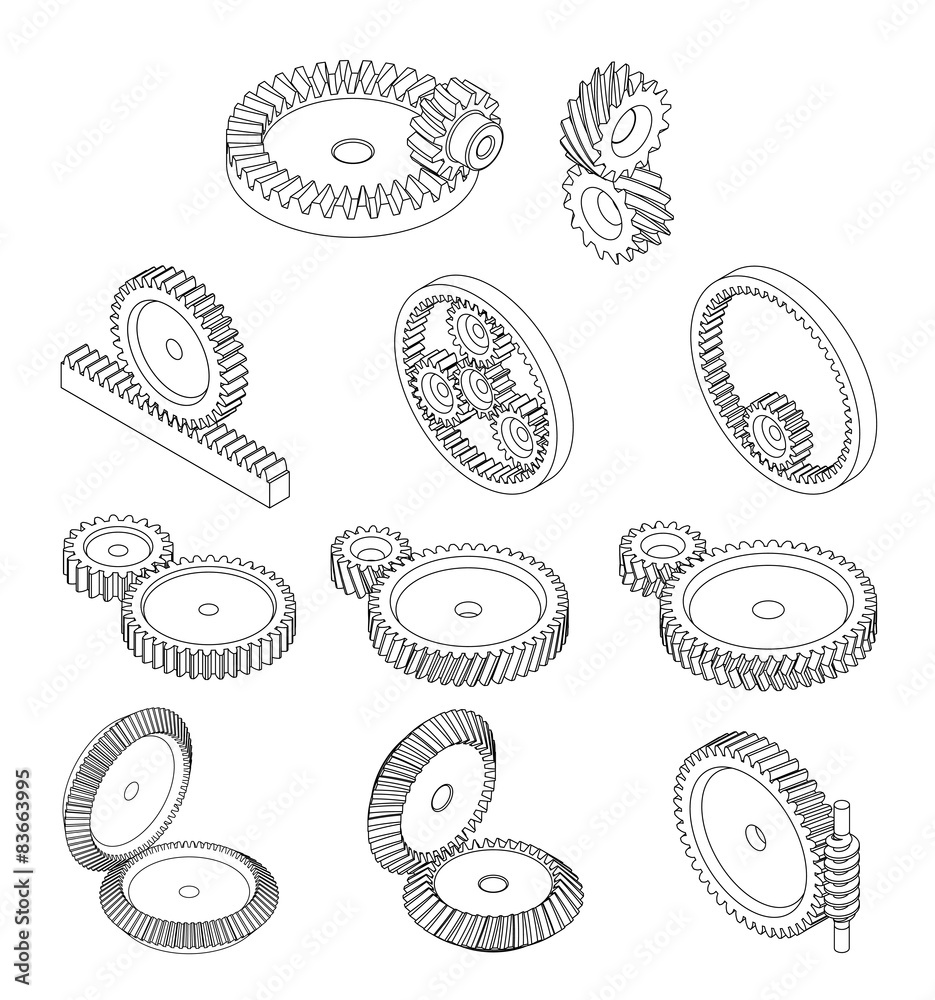 11 type of gears Stock Vector | Adobe Stock