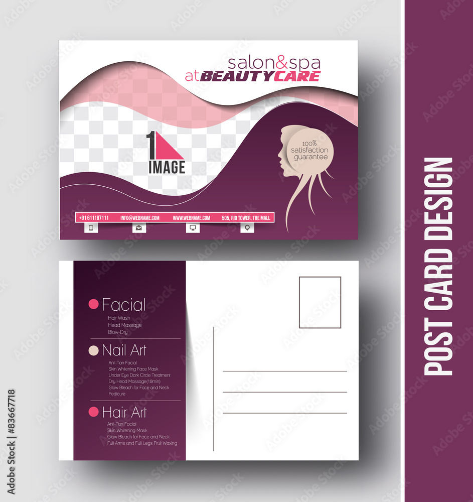 Beauty Salon Postcard Design for Opening invitation. Stock Vector ...