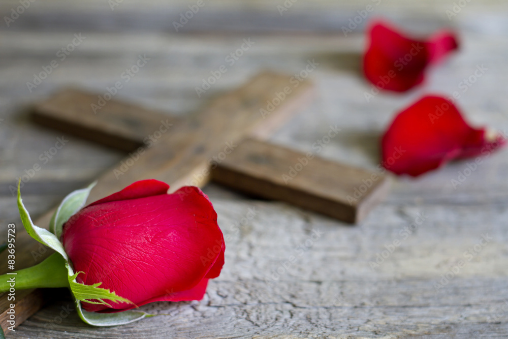 Cross and rose religion sign symbol abstract concept Stock Photo ...