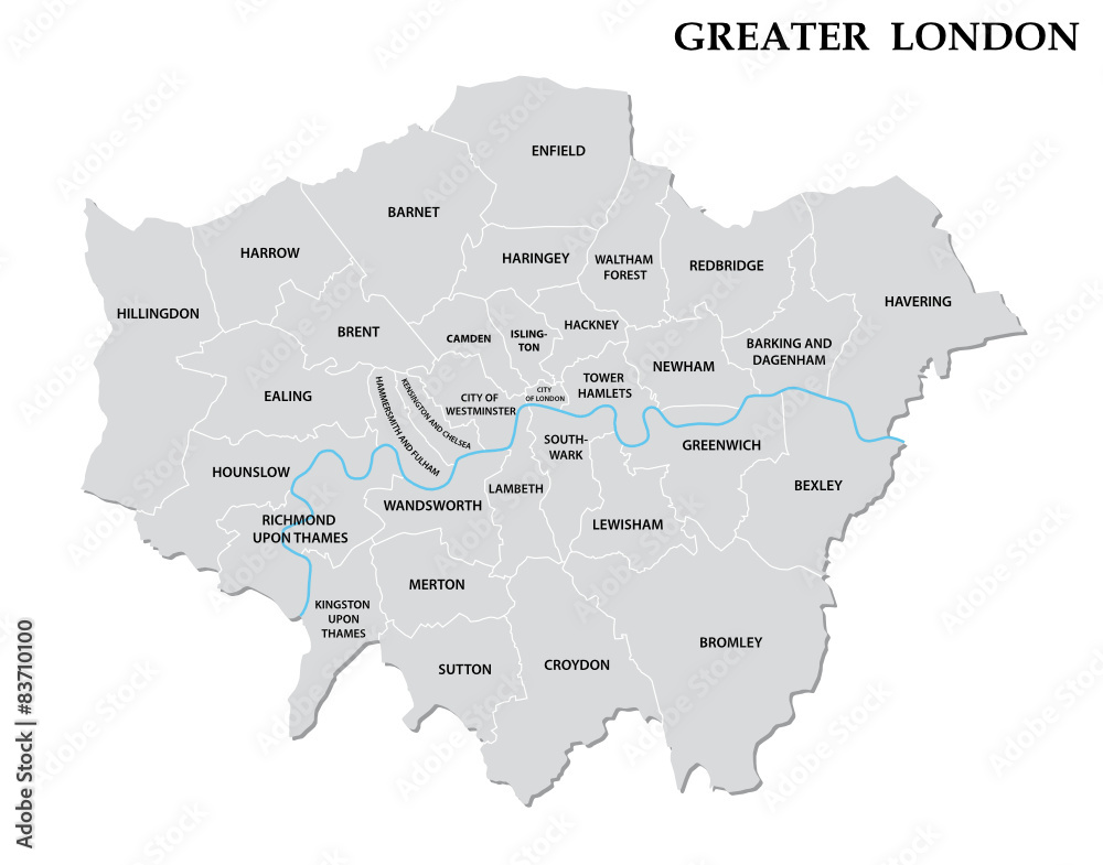 greater london administrative map Stock Vector | Adobe Stock