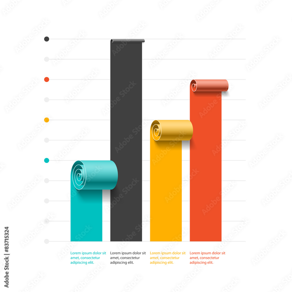Spiral business line chart, graph template, infographics element Stock ...