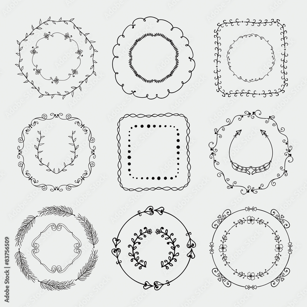 Vector Hand Sketched Frames, Borders, Design Elements Stock Vector ...