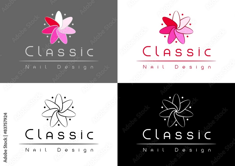 Classic Nail Design Logo. Nail shapes turned around like flower. Stock ...