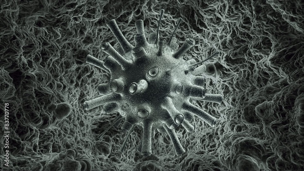 Electron microscope view At The Traveling virus cell. Stock Video ...