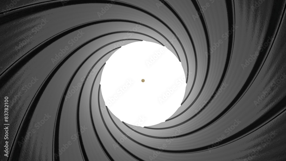 Gun barrel takes aim, then fires a bullet in slow motion Stock-Video ...