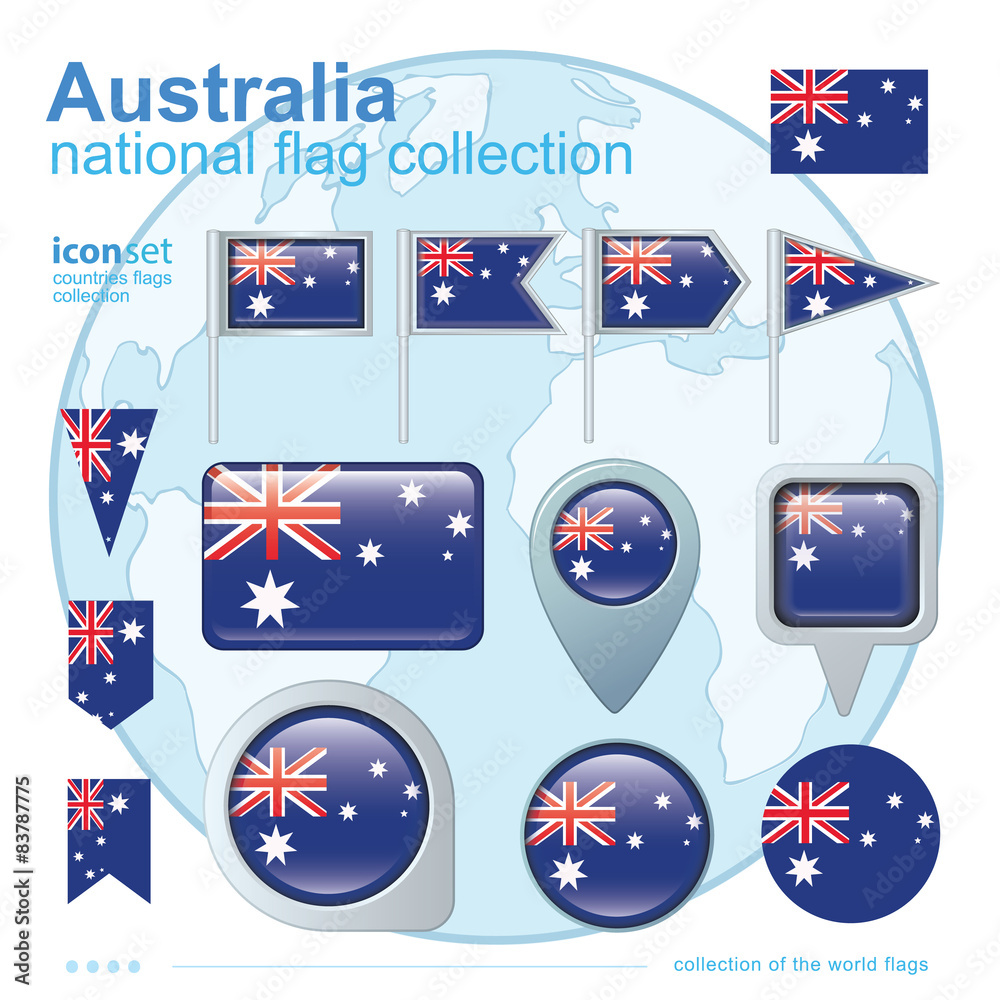 Flag of Australia, icon collection, vector illustration Stock Vector ...