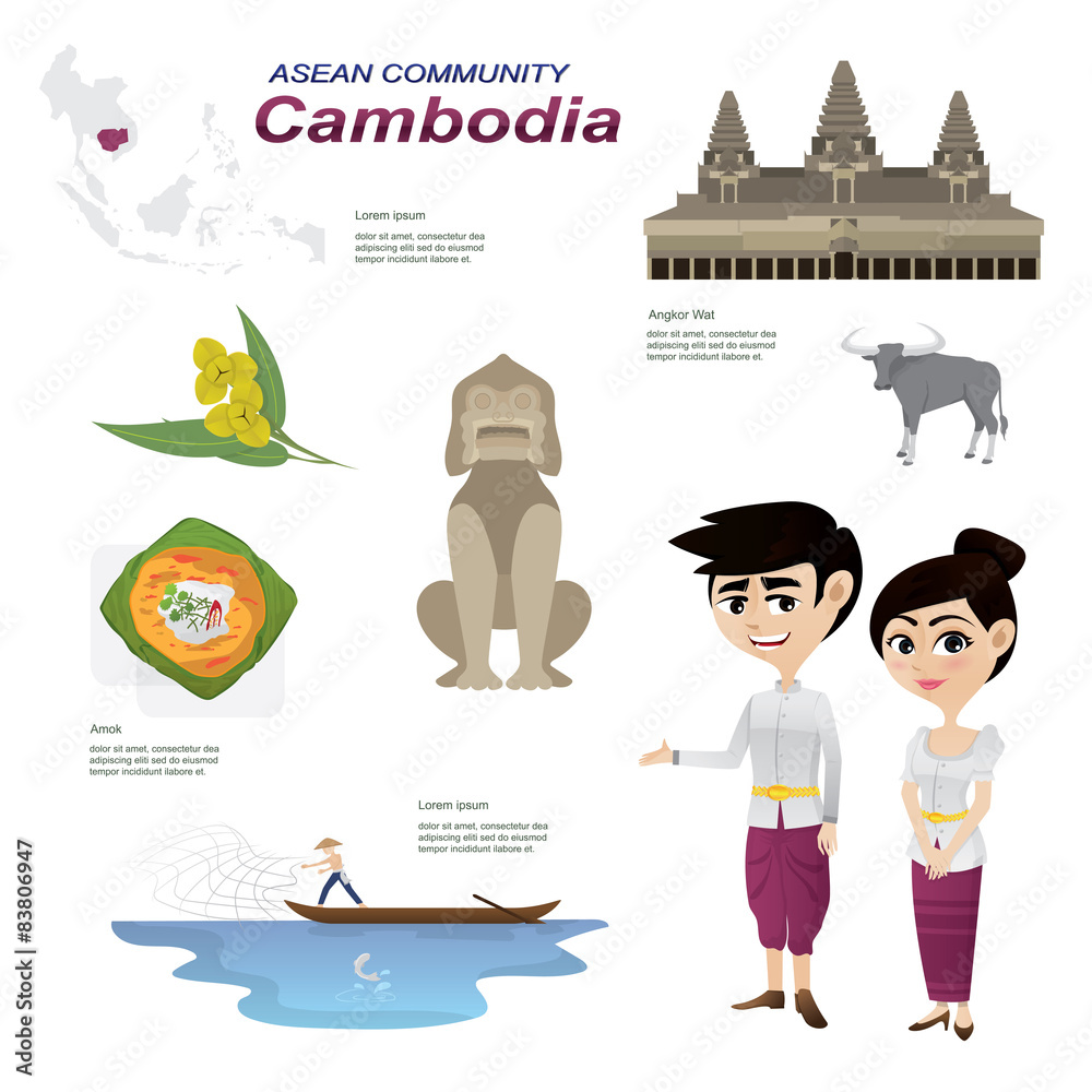 cartoon infographic of cambodia asean community. Stock Vector | Adobe Stock