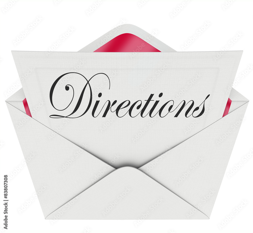 Directions Envelope Instructions Find Where Location Venue Event Stock ...