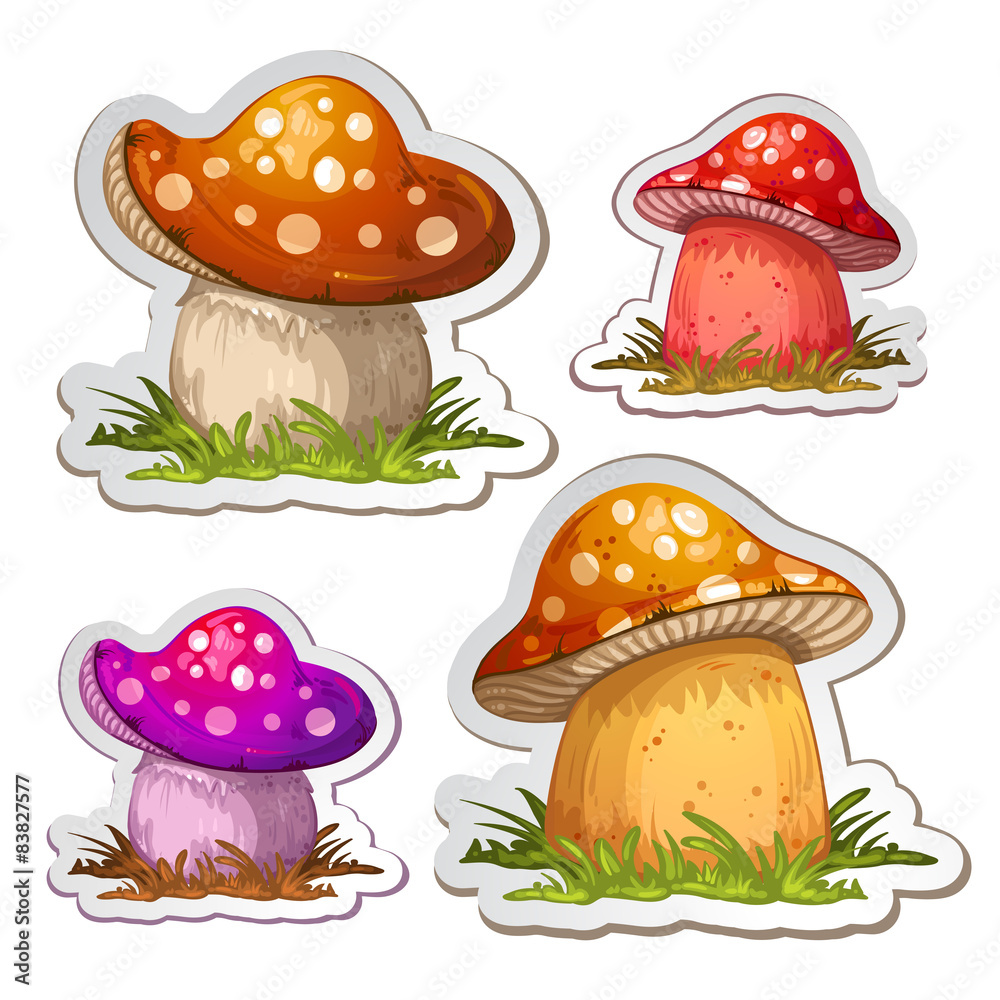 Colored cartoon mushroom Stock Vector | Adobe Stock