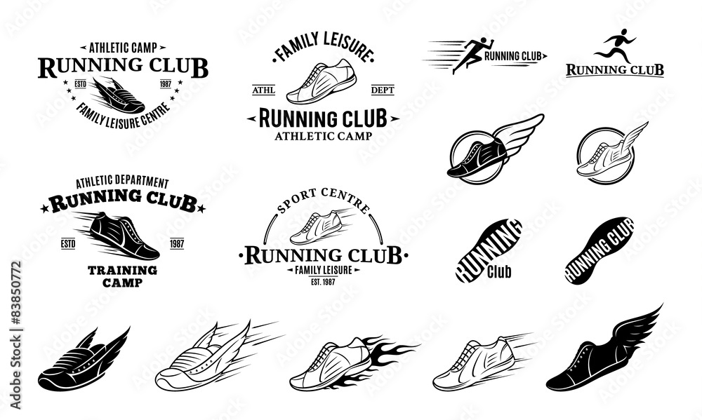 Running Club Logo, Labels, Icons and Design Elements Stock Vector ...