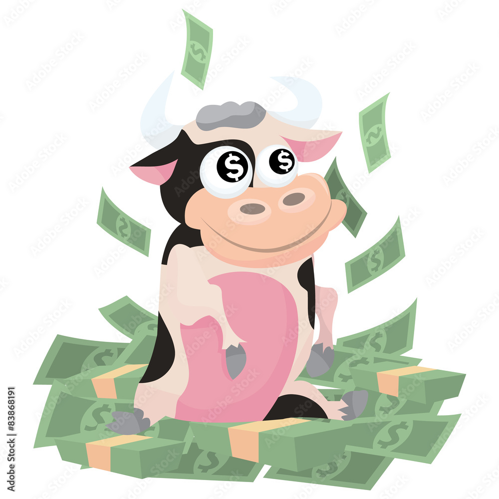 Cartoon Cash Cow Stock Vector | Adobe Stock