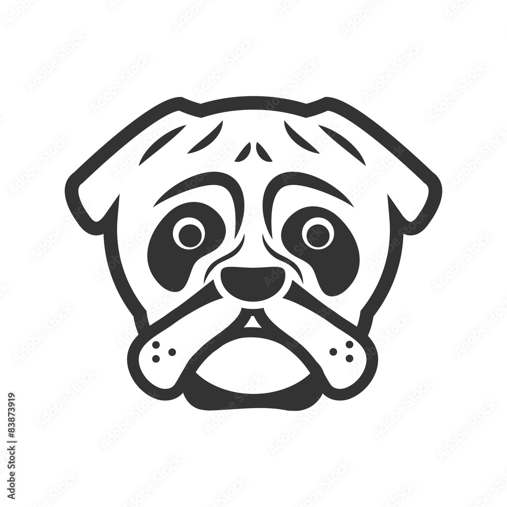 pug icon Stock Vector | Adobe Stock