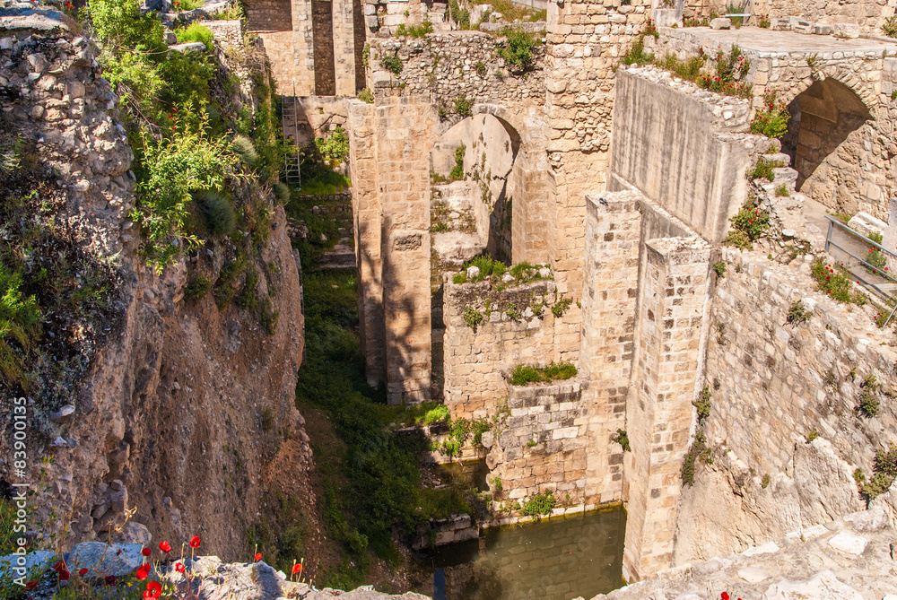 Ancient Pool of Bethesda ruins. Old City Jerusalem, Israel. Stock Photo ...