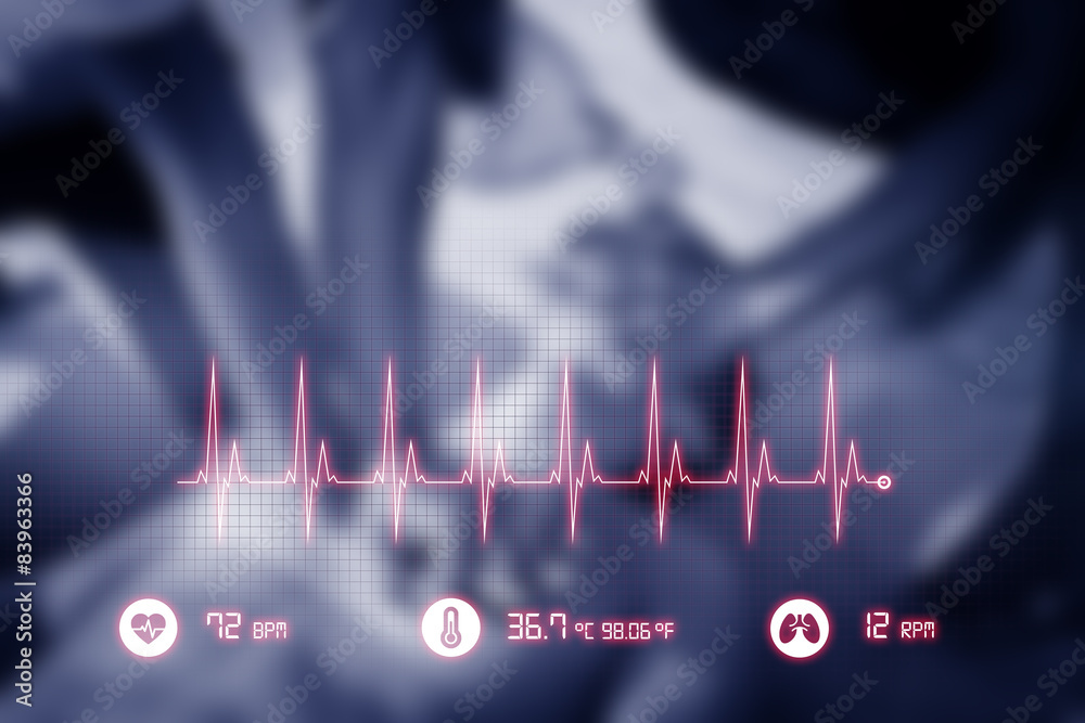 Cardiopulmonary resuscitation (CPR). Cardiogram background. Stock Photo ...