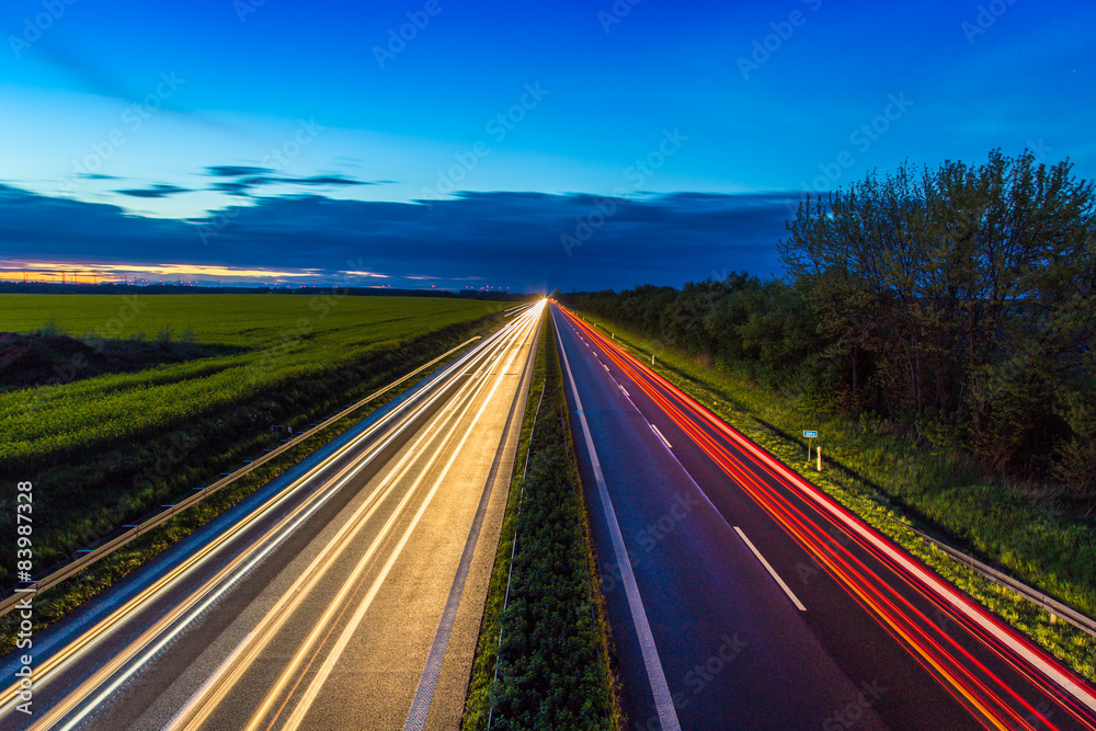 Autobahn bei Nacht Stock Photo | Adobe Stock