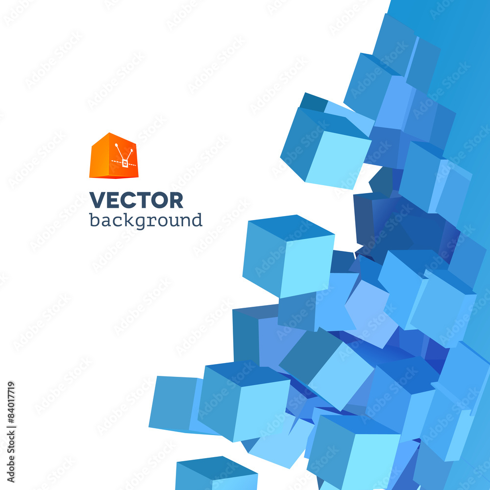 Vector 3D explosion background with cubical particles Stock Vector ...