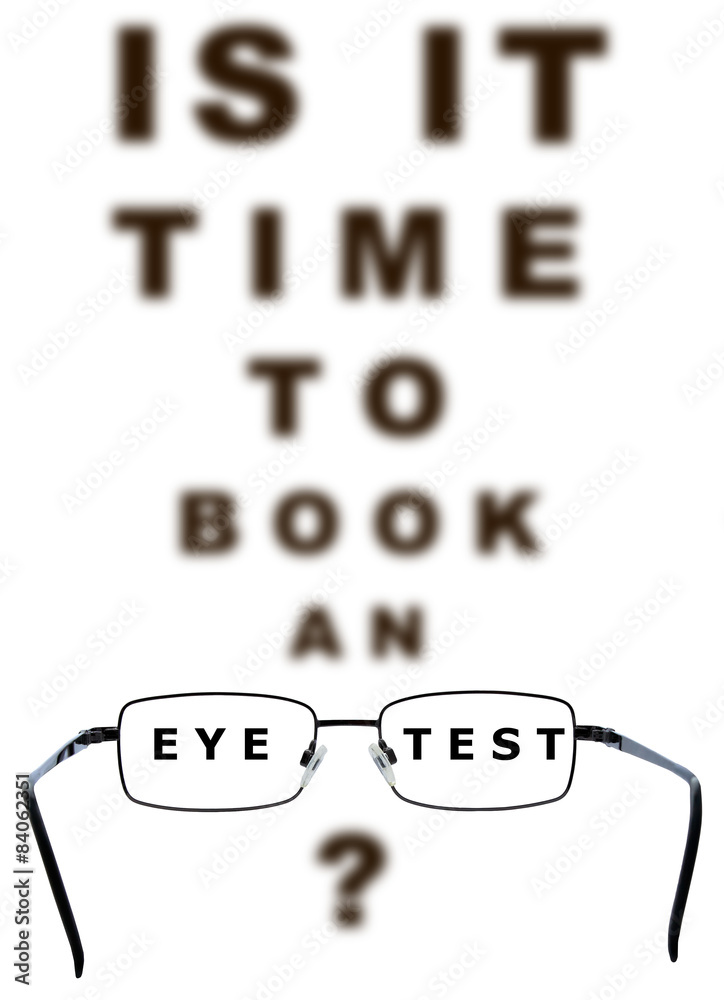 Eye Test Time To Book Chart and Glasses Stock Illustration | Adobe Stock