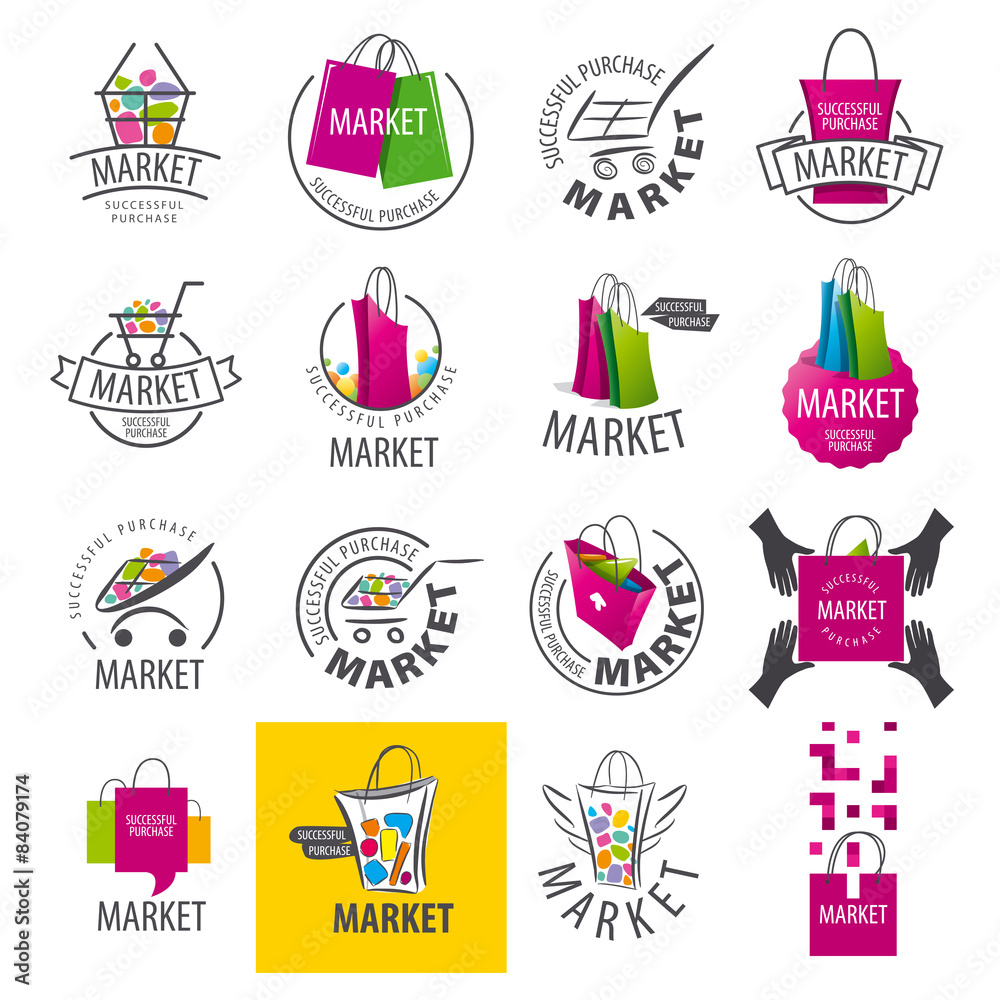 large set of vector logos for market Stock Vector | Adobe Stock