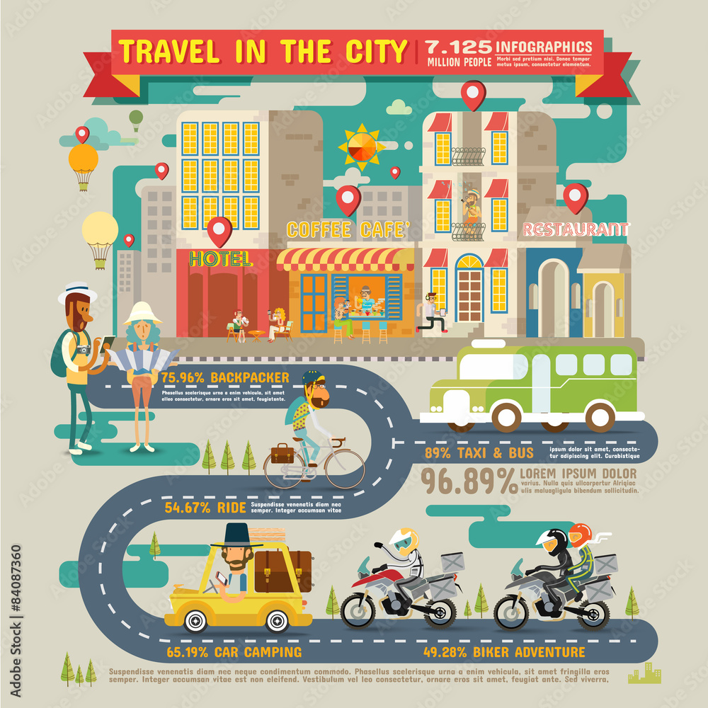 Travel in the City Infographics Stock Vector | Adobe Stock