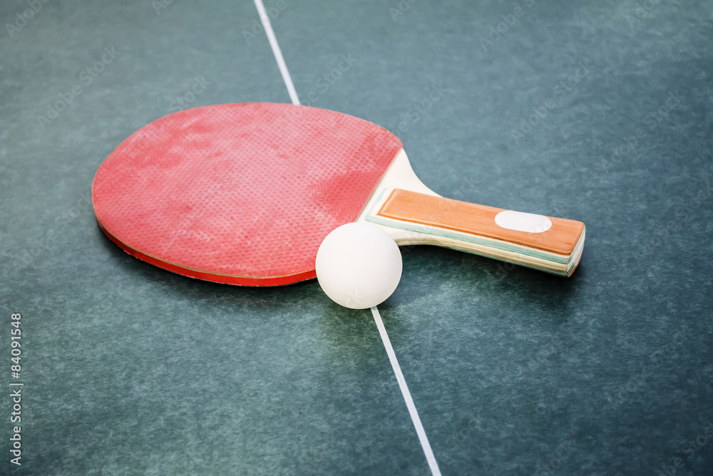 tennis ball and racket on the table Stock Photo | Adobe Stock