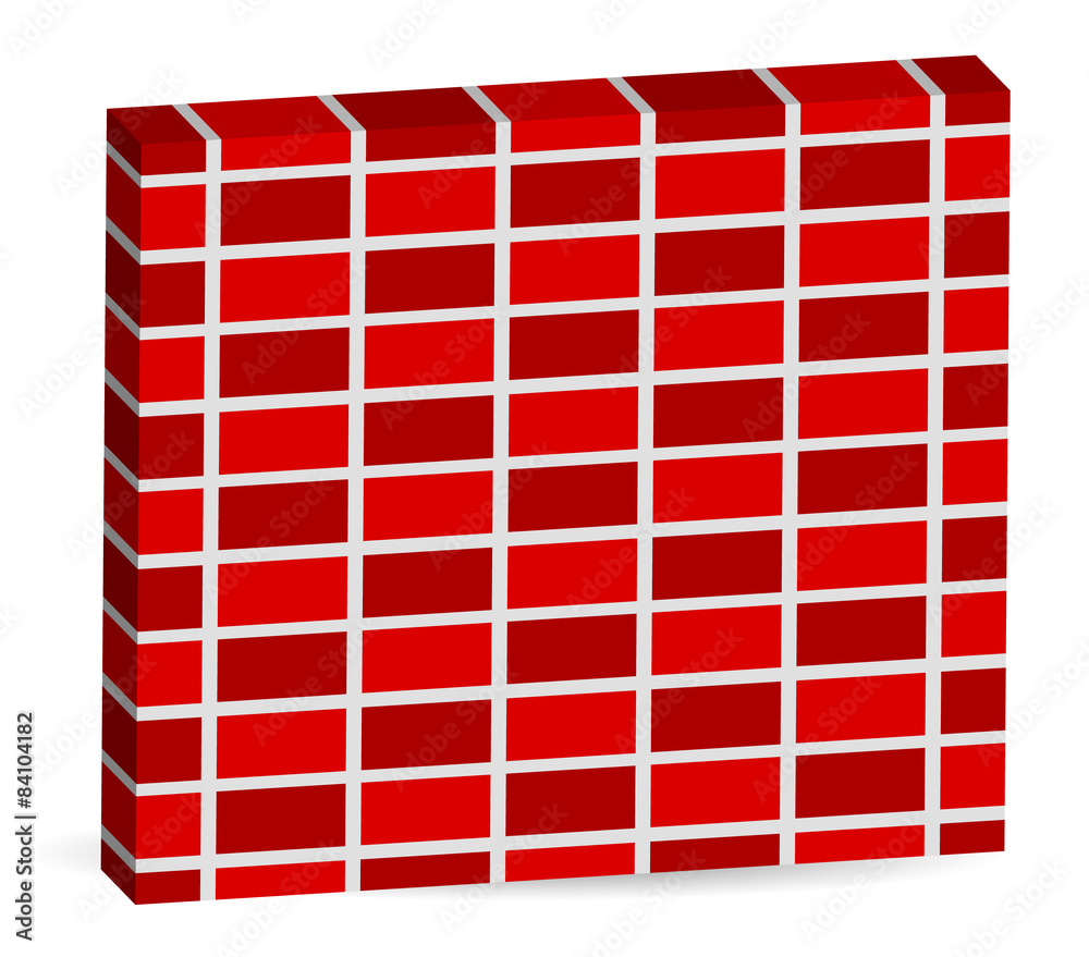 3d Brick wall pattern isolated on white with alternating bricks. Stock ...