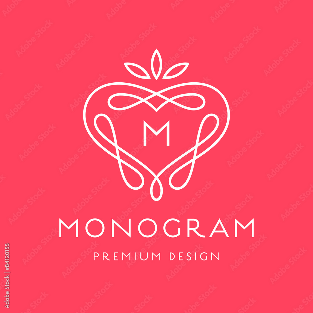 Simple line art monogram logo design Stock Vector | Adobe Stock
