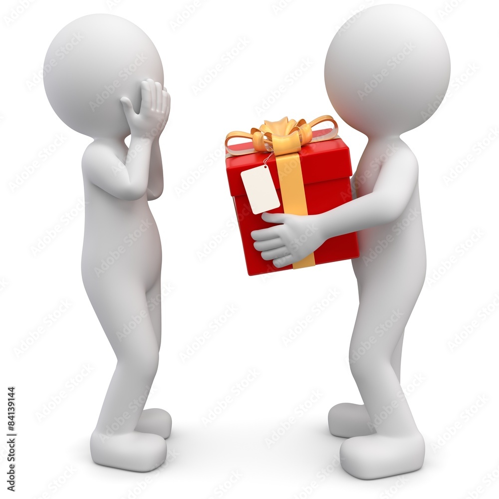 3d Männchen Freude schenken Stock Illustration | Adobe Stock