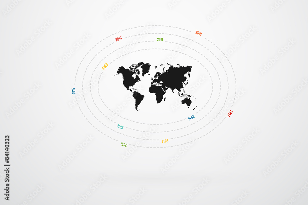 World Map Vector With Year Calendar Concept Stock Vector | Adobe Stock