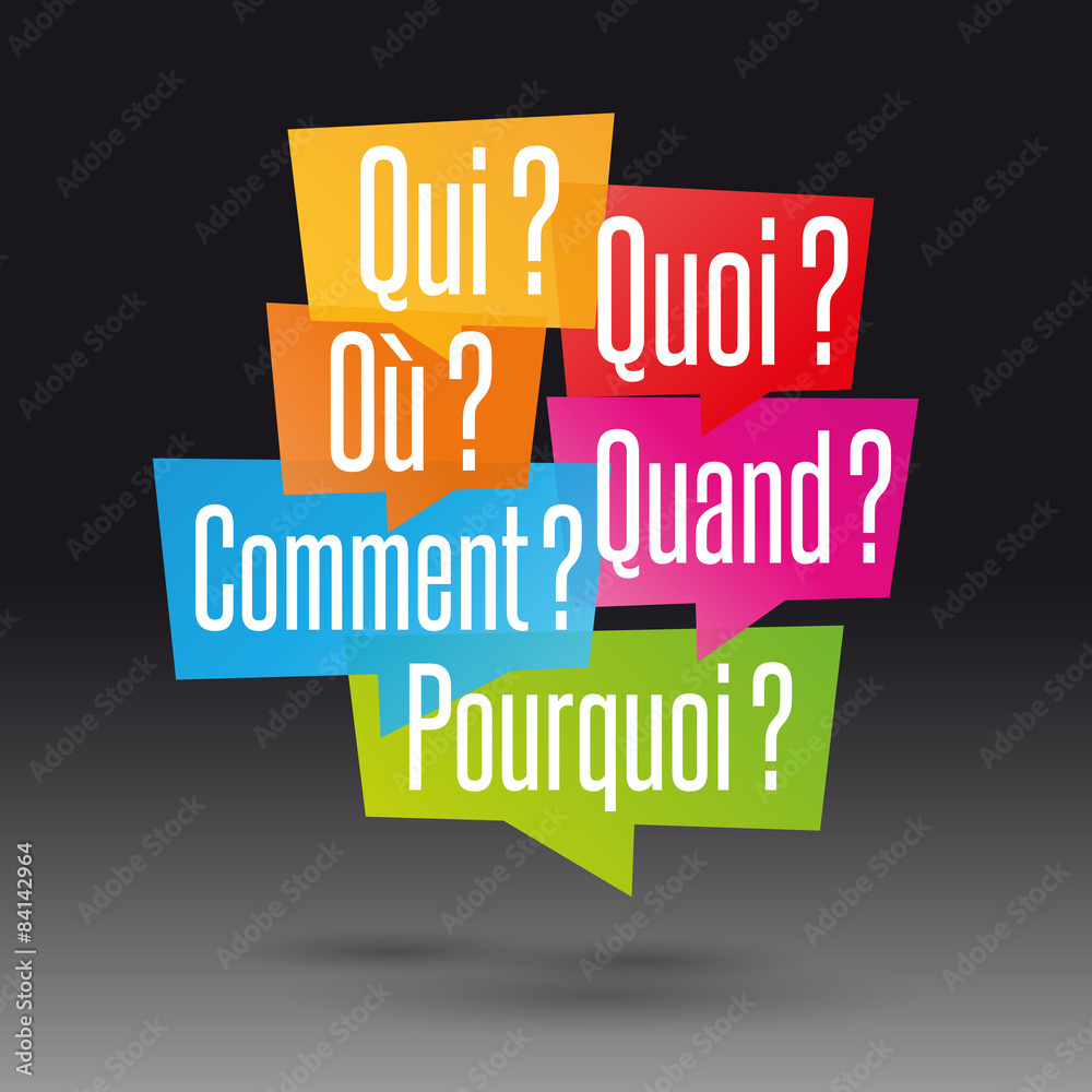Bulles qui Quoi O Quand Comment Pourquoi Stock Vector Adobe Bulles qui Quoi O Quand Comment Pourquoi Stock Vector Adobe