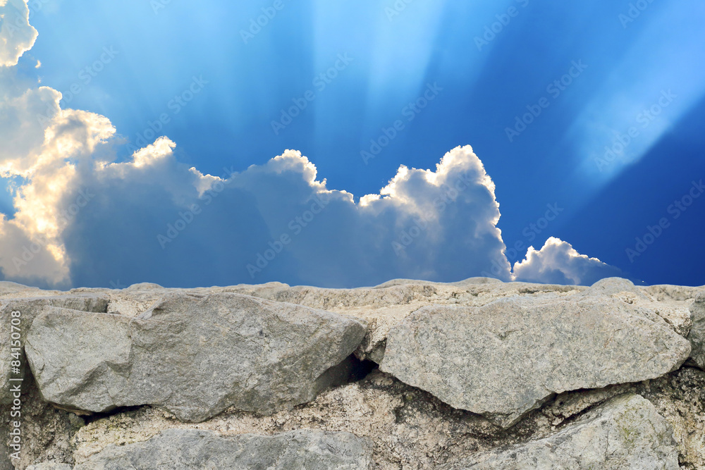 Sky and Stone wall background Stock Photo | Adobe Stock