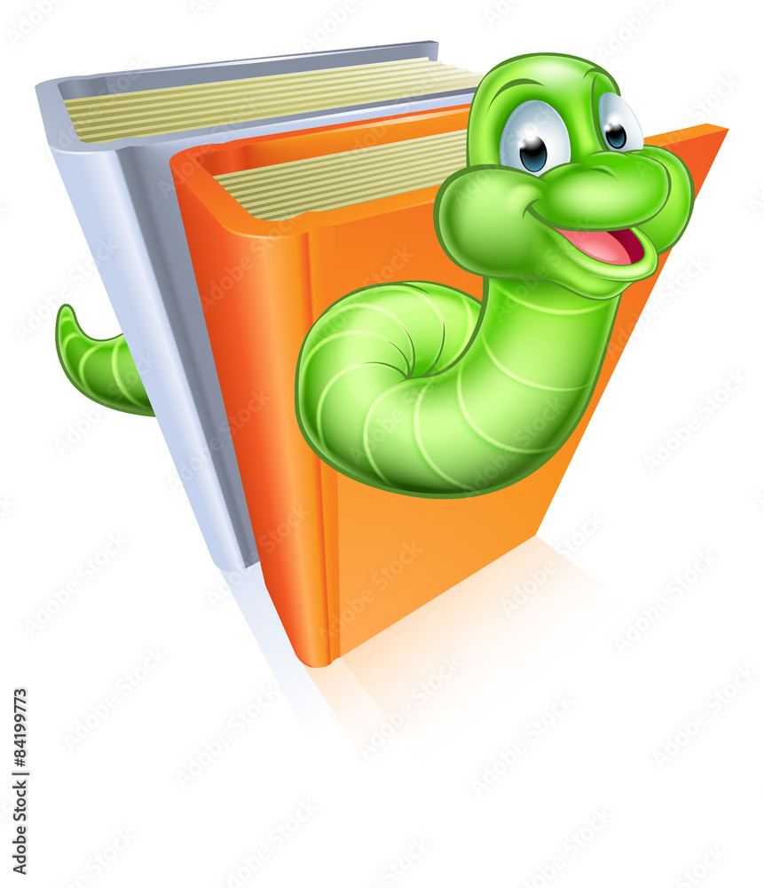 Cartoon bookworm concept Stock Vector | Adobe Stock