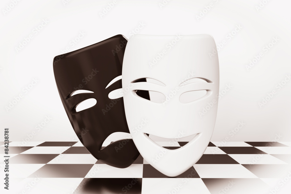 Tragicomic Theater Masks. Sad and Smile masks Stock Illustration ...