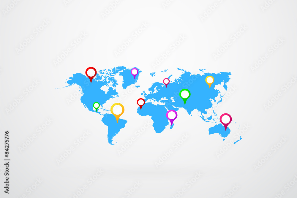 World Map Points Of Interest Vector Stock Vector | Adobe Stock