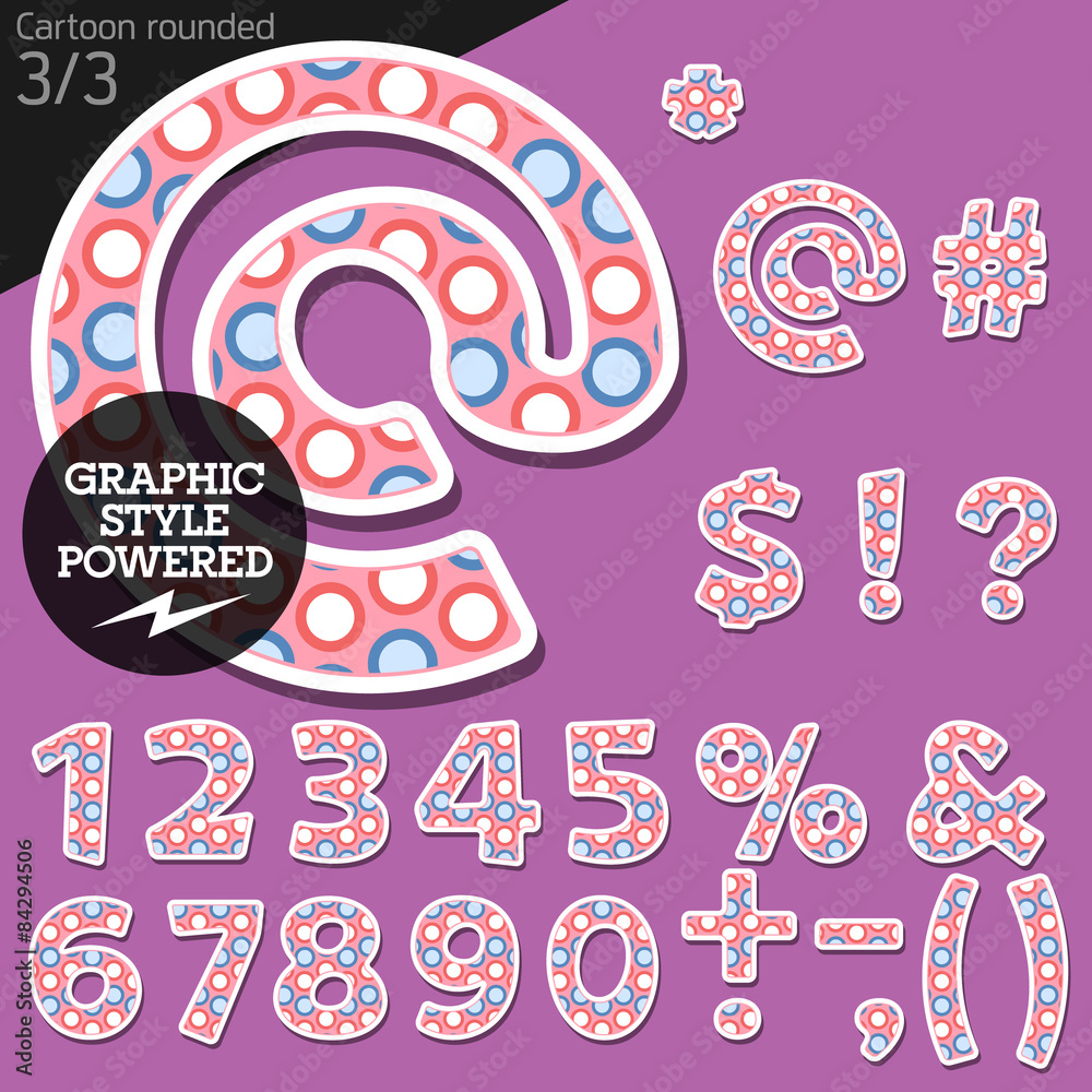 Vector children alphabet set in funny dots style. Symbols and numbers ...