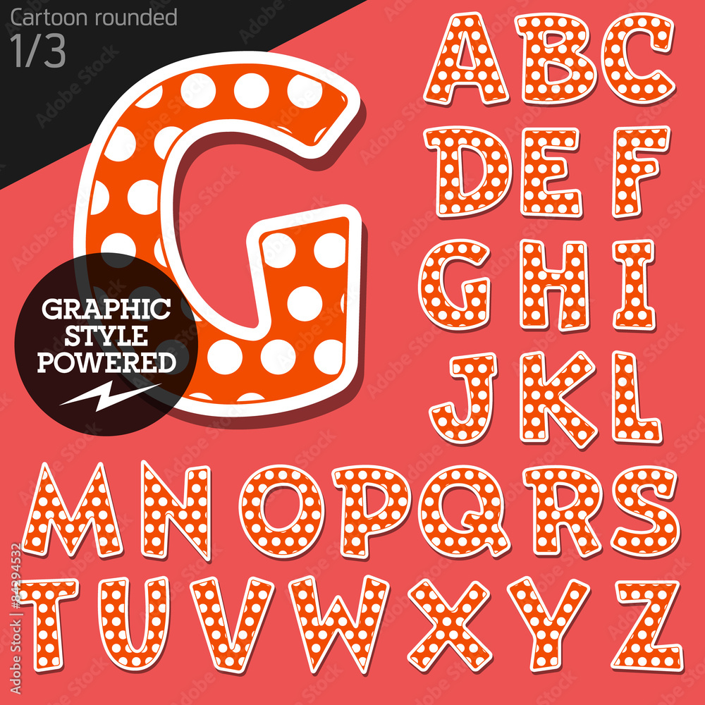 Vector children alphabet set in playful dots style. Uppercase letters ...