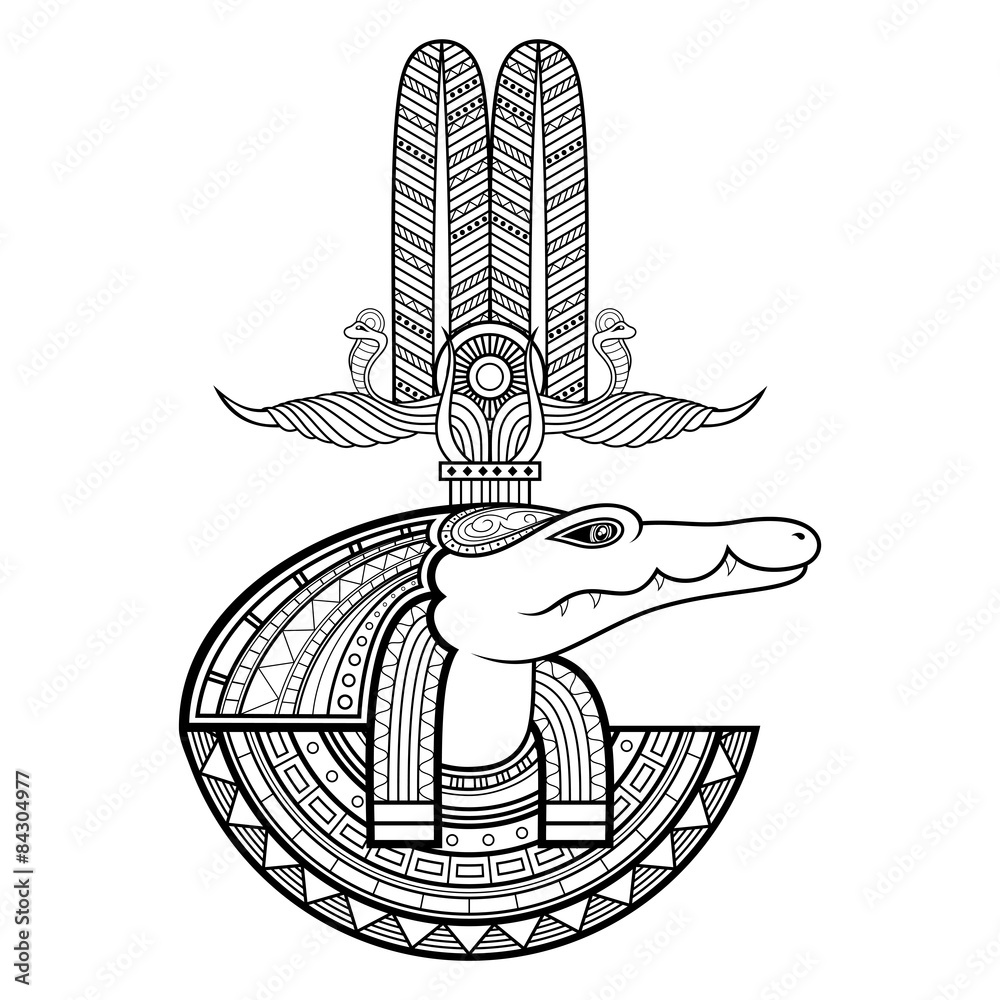 God of ancient Egypt. Sobek Stock Vector | Adobe Stock
