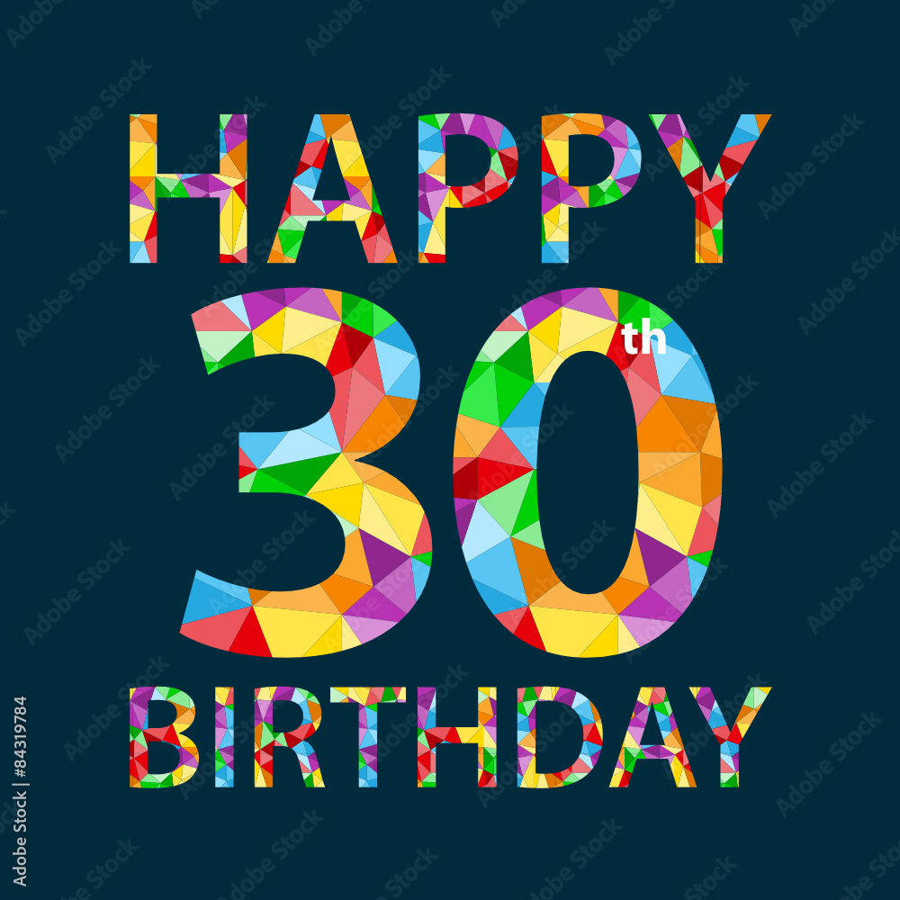 HAPPY 30th BIRTHDAY Vector Polygon Pattern Card Stock Vector | Adobe Stock