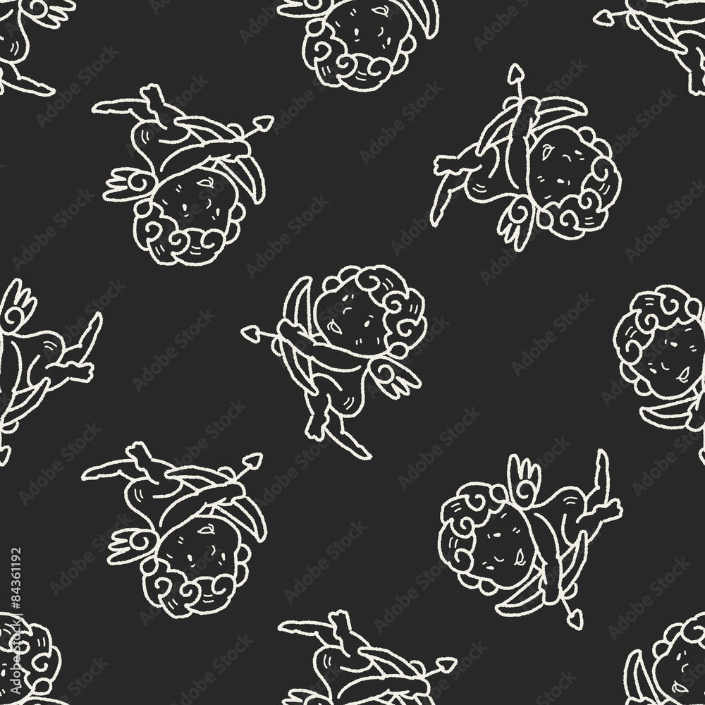 cupid doodle seamless pattern background Stock Vector | Adobe Stock