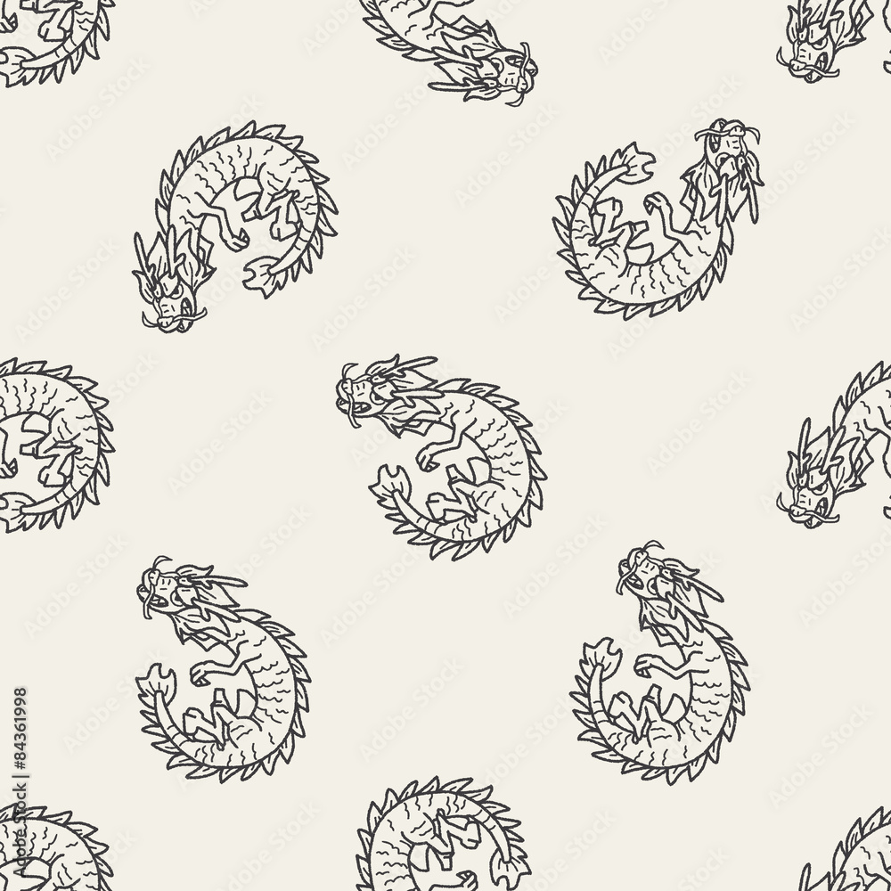 Chinese dragon doodle seamless pattern background Stock Vector | Adobe ...