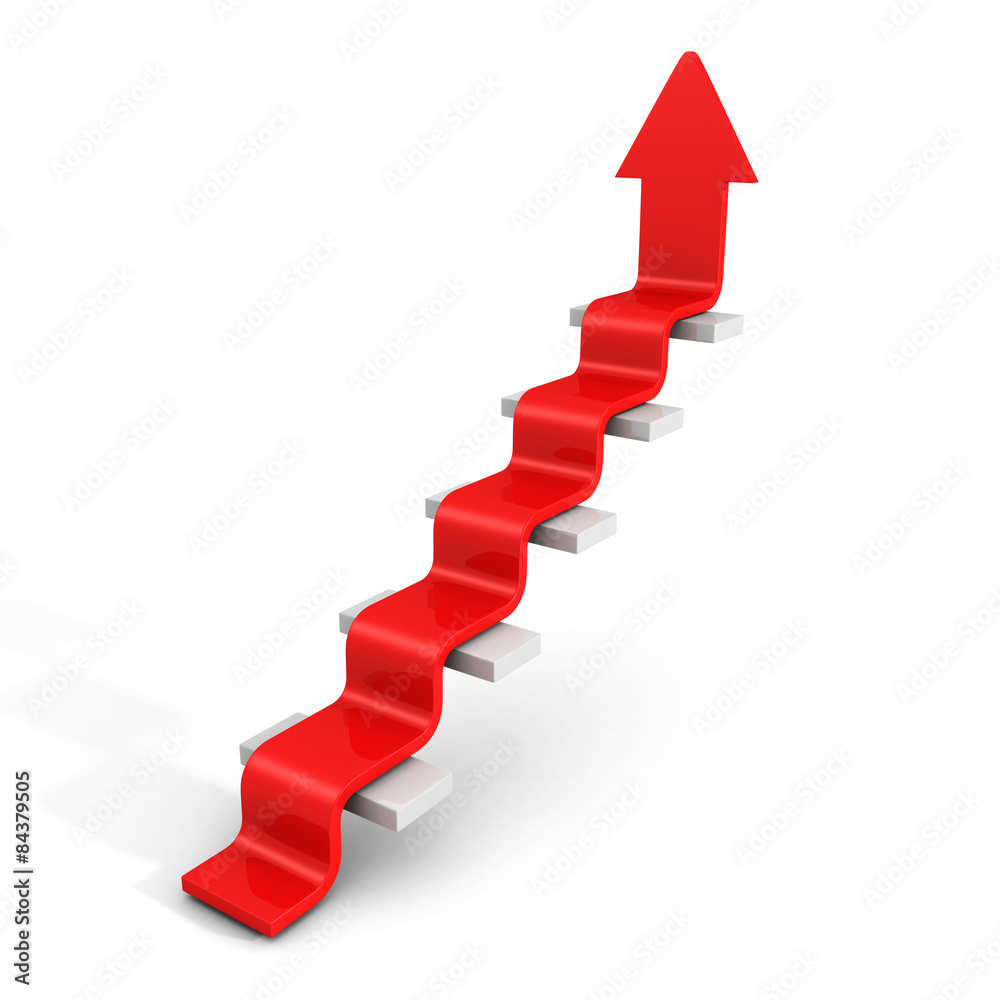 Red Arrow Growing Up On Staircase Ladder. Success Concept Stock ...