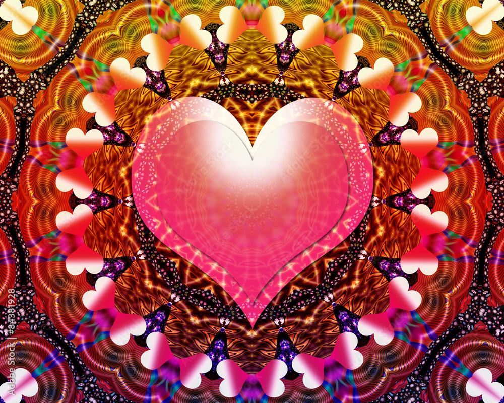 Heart mandala background Stock Illustration | Adobe Stock