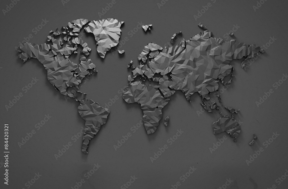 Origami 3D world map isolated with clipping path Stock Illustration ...