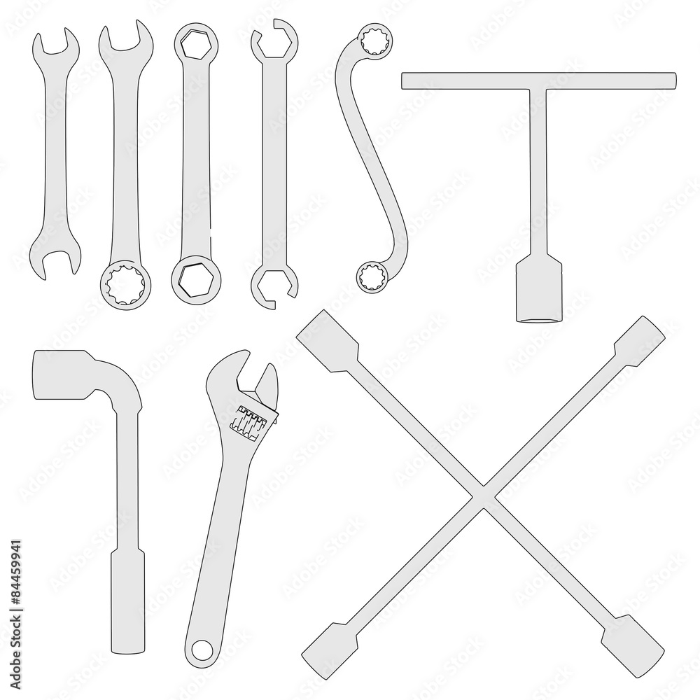 2d cartoon image of wrenches Stock Illustration | Adobe Stock